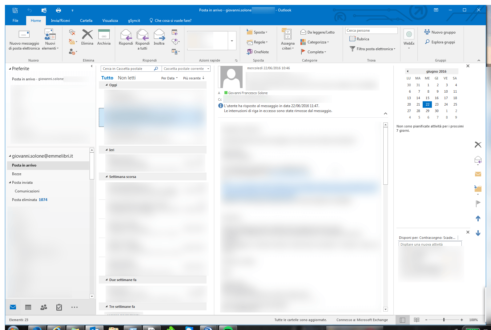 Outlook: comandi contestuali mail fuori posto? (Touch Mode)